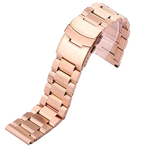 Stainless Steel Watch Band Metal Quick Release Watch Strap for Men Women Replacement Wristband General Adjustable Solid Metal Straight End Bracelet 18mm 19mm 20mm 21mm 22mm 23mm 24mm 25mm (19mm,Rose Gold)