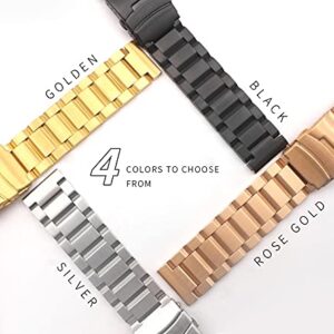 Stainless Steel Watch Band Metal Quick Release Watch Strap for Men Women Replacement Wristband General Adjustable Solid Metal Straight End Bracelet 18mm 19mm 20mm 21mm 22mm 23mm 24mm 25mm (19mm,Rose Gold)