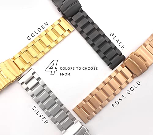 Stainless Steel Watch Band Metal Quick Release Watch Strap for Men Women Replacement Wristband General Adjustable Solid Metal Straight End Bracelet 18mm 19mm 20mm 21mm 22mm 23mm 24mm 25mm (19mm,Rose Gold)