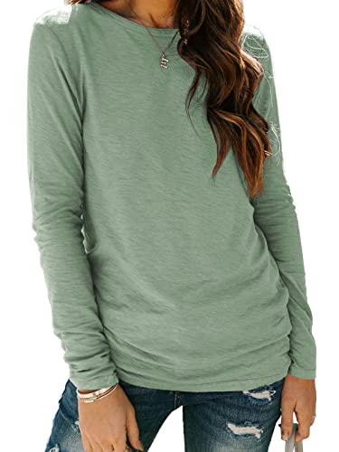 AUTOMET Womens Long Sleeve T Shirts Crewneck 2023 Casual Dressy Fall Tunic Tops Fitted Shirts Basic Tee