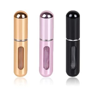 kayzon travel mini perfume refillable atomizer container, portable perfume scent pump case fragrance empty spray bottle for traveling and outgoing (3 pack, 5ml) (3 pcs)