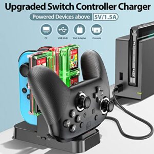 Switch Controller Charger for Nintendo Switch Joycons & Pro Controller, Switch Charging Station with 8 Game Cartridges, OIVO Switch Controller Charger Docking Stand for Joy-Con, USB-C Cable Included