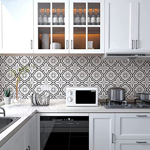 Peel and Stick Wallpaper Boho Contact Paper for Cabinets Black and White Wallpaper for Bedroom Geometric Wallpaper Self-Adhesive Wallpaper Kitchen Wallpaper Drawer Liner Waterproof Vinyl 17.5“×78.7”