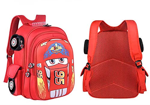 QWZY Kid Toddler Boys Girls Backpack Waterproof Cartoon Truck Car Child Snack School Bag Kindergarten Backpack (Red)