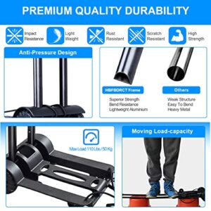 110 LBS Light weight Folding Hand Truck, Small Cart with 2 Wheels Portable Dolly for Moving Collapsible Luggage Cart with Bag and 2 Elastic Ropes Utility Cart Push Cart for travel Shopping Home Office