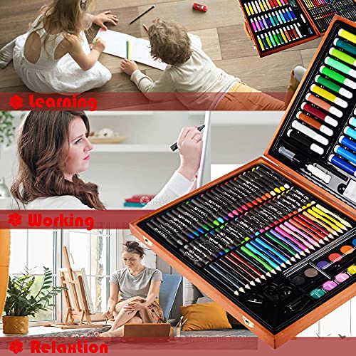 SFSUMART Art Set, 150 PCS Art Supplies, Wooden Coloring Drawing Painting kit, Markers Crayons Colour Pencils, Gift for Kids Teens Boys Girls