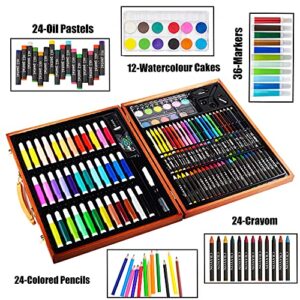 SFSUMART Art Set, 150 PCS Art Supplies, Wooden Coloring Drawing Painting kit, Markers Crayons Colour Pencils, Gift for Kids Teens Boys Girls