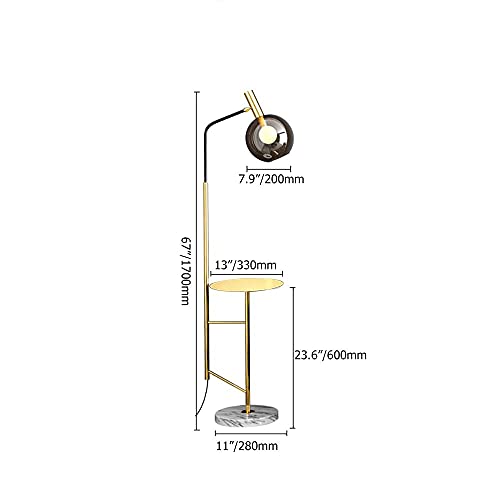 LOVEDIMA Tray Table Floor Lamp,67" Modern 1-Light Standing Reading Lamp with Cognac Dome Glass Shade (Gold)