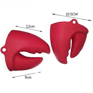 Silicone Oven Mitts, Lobster Claws Heat Resistant Pot Holders Oven Gloves Pinch Mitts for Baking Barbecue Grilling Pizza Microwave Instant Pot, Red, 1 Pair