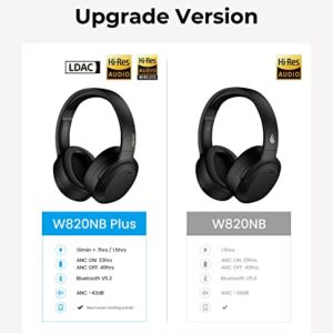 Edifier W820NB Plus Hybrid Active Noise Cancelling Headphones - LDAC Codec - Hi-Res Audio Wireless & Wired - Fast Charge - 49H Playtime - Over Ear Bluetooth V5.2 Headphones- Black