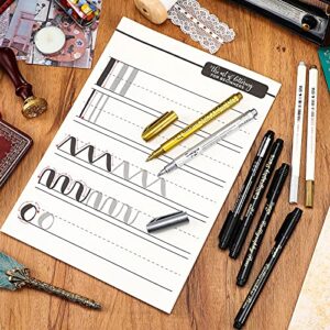 Chinco 9 Pieces Calligraphy Set for Beginners learn Caligraphy Kits, Including 8 Pieces Calligraphy Brush Pens Hand Lettering Pens and Lettering Workbook Calligraphy Book for Teen Kid Adult