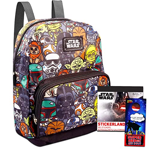 Disney Star Wars Preschool Backpack for Kids, Toddlers ~ 4 Pc School Supplies Bundle with Canvas Star Wars 10" Mini Backpack for Boys and Girls, 295 Stickers, and More