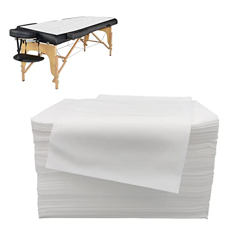 Rngwaper 80PC Disposable massage table Sheets, Breathable Non-woven Fabric Spa Bed Sheets Cover, for Salon,Waxing,Lash,Tattoo, Esthetician Supplies,Flat Fitted Sheet Replacement 31'' × 71'' (white)