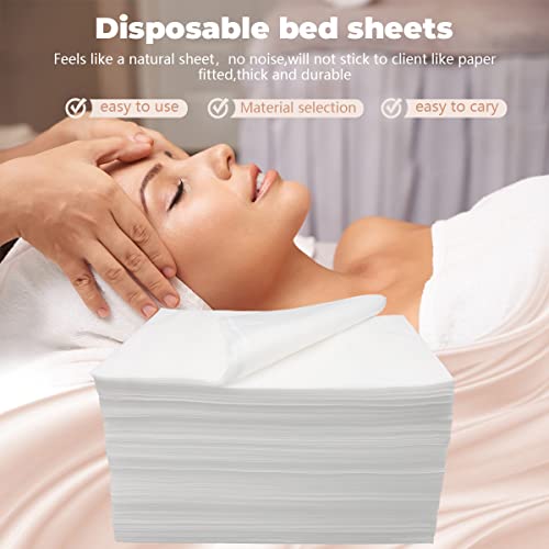 Rngwaper 80PC Disposable massage table Sheets, Breathable Non-woven Fabric Spa Bed Sheets Cover, for Salon,Waxing,Lash,Tattoo, Esthetician Supplies,Flat Fitted Sheet Replacement 31'' × 71'' (white)