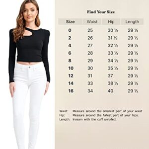 Resfeber Women's Ripped Boyfriend Jeans Stretch Distressed Jeans Capri Mom Jean with Hole