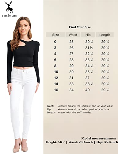 Resfeber Women's Ripped Boyfriend Jeans Stretch Distressed Jeans Capri Mom Jean with Hole