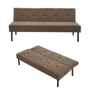 panana modern convertible futon sofa bed for compact small space living room apartment (brown)