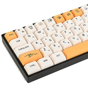 gtsp xda honey milk keycaps pbt japanese bee keycap 140-key set for cherry mx covers fullsize 60% 65% 75% keyboard（xda/honey milk）