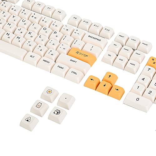 GTSP XDA Honey Milk Keycaps PBT Japanese Bee keycap 140-Key Set for Cherry MX Covers Fullsize 60% 65% 75% Keyboard（XDA/Honey Milk）