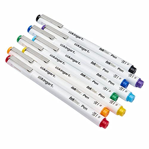 KINGART INKLINE 8 Colors Size 10 (0.60mm) Micro-Pen Fineliner Pen Set Ink Pens, Fine Point Liner Pen, Multi-liner Great for Artist Sketching, Lettering, Journaling, Calligraphy, Drawing