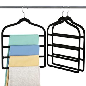 velvet pant clothes hanger space saving non-slip shorts hanger, myfolrena jeans slack trousers hangers multiple velvet hanger closet organizer storage and organization for jeans,scarf,tie(black,3)