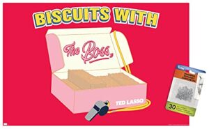 trends international ted lasso - biscuits with the boss wall poster, 14.725" x 22.375", premium poster & push pin bundle