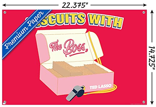 Trends International Ted Lasso - Biscuits With The Boss Wall Poster, 14.725" x 22.375", Premium Poster & Push Pin Bundle