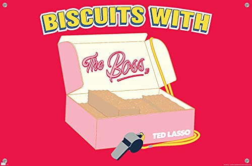 Trends International Ted Lasso - Biscuits With The Boss Wall Poster, 14.725" x 22.375", Premium Poster & Push Pin Bundle