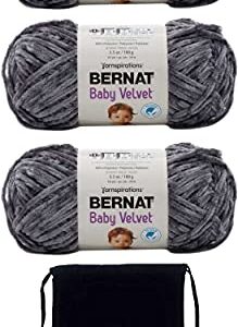 Bernat Baby Velvet Yarn Vapor Gray 164018-18024 (3-Skeins) Same Dye Lot Worsted Medium #4 Soft 99% Acrylic/1% Polyester Bundle with 1 Artsiga Craft Bag