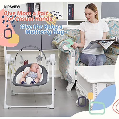 Electric Portable Baby Swings for Infants to Toddler with Intelligent Music Vibration Box, Baby Electric Swing for 6-25 lb, 0-12 Months, Folds for Easy Travel, Grey…