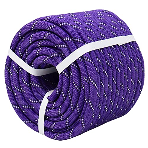 YUZENET Braided Polyester Arborist Rigging Rope (3/8 inch X 100 feet) High Strength Outdoor Rope for Rock Climbing Hiking Camping Swing, Purple