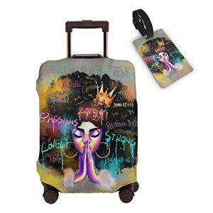 zgaidita black girl luggage coves for suitcase washable suitcase protector anti-scratch suitcase cover l(27-30 inch luggage)