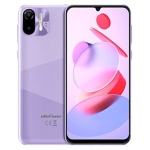 ulefone note 6 (2022) gsm 3g unlocked smartphone, triple card slots, 6.1" waterdrop incell full- screen dual sim unlocked cell phones, ai camera 5mp+2mp, 3300mah, face unlock, android 11 - purple