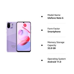 Ulefone Note 6 (2022) GSM 3G Unlocked Smartphone, Triple Card Slots, 6.1" Waterdrop Incell Full- Screen Dual SIM Unlocked Cell Phones, AI Camera 5MP+2MP, 3300mAh, Face Unlock, Android 11 - Purple