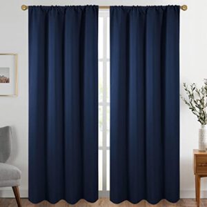 diraysid navy blue blackout curtains for bedroom and living room thermal insulated room darkening curtains drapes, 52 x 84, 2 panels