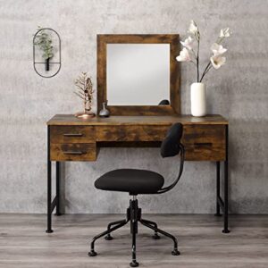 Acme Furniture Juvanth Vanity Desk and Mirror, Rustic Oak, Black