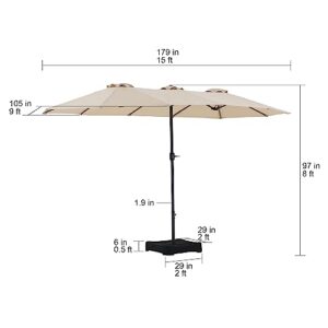 Sunjoy Triple Canopy Umbrella, Beige, with Base