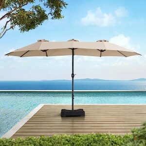 Sunjoy Triple Canopy Umbrella, Beige, with Base