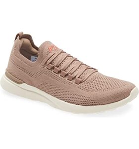 apl: athletic propulsion labs women's techloom breeze sneaker, almond/pristine/impulse red, 8