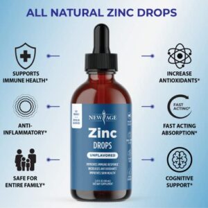 Zinc Gummies - 2 Pack - 50mg High Immune Booster Zinc Supplement, Immune Defense, Powerful Natural Antioxidant, Non-GMO - by New Age (4 Fl Oz (Pack of 2))