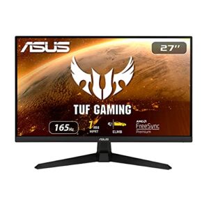 ASUS TUF Gaming 27" 1080P Gaming Monitor - Full HD, 165Hz (Supports 144Hz), 1ms, Extreme Low Motion Blur, FreeSync Premium, Shadow Boost, Eye Care, HDMI, DisplayPort, Tilt Adjustable - VG277Q1A,Black