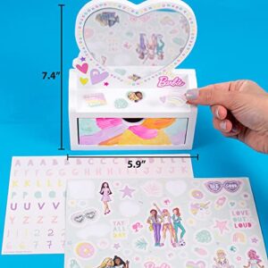 Barbie Paint Your Own Jewelry Box, Customize A Heart-Shaped Vanity & Jewelry Box with Acrylic Paints, Create 5 Pieces of Jewelry, 100+ Charms & Beads, Bead Kit for Kids Ages 5, 6, 7, 8