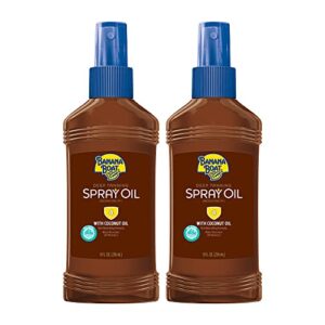 banana boat deep tanning spray oil sunscreen with coconut oil, spf 4, 8oz - twin pack