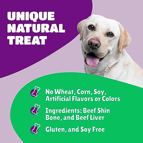 Lively Tails Liver Coated Dog Bones for Aggressive Chewers, Natural Dog Bones for Large Dogs, Beef Shin Large Dog Bones for Medium Dogs, Bones for Dogs Long Lasting, Dog Chew Bones - 1 Count