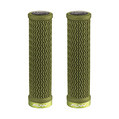 Funn Holeshot Mountain Bike Grips with Single Lock On Clamp, Lightweight and Ergonomic Bike Handle Grips with 22 mm Inner Diameter, Hardened End Bicycle Handlebar Grips for MTB/BMX (Olive Green)