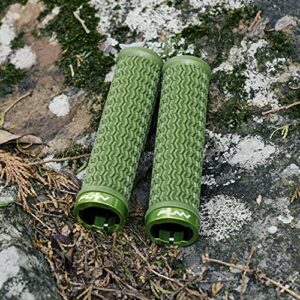 Funn Holeshot Mountain Bike Grips with Single Lock On Clamp, Lightweight and Ergonomic Bike Handle Grips with 22 mm Inner Diameter, Hardened End Bicycle Handlebar Grips for MTB/BMX (Olive Green)