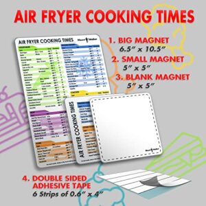 Air Fryer Magnetic Cheat Sheet Set (1 Set of 3 Pcs) - Air Fryer Accessories Cook Times Chart, Air Fryer Cookbook Recipe Cards, Kitchen Accessories with Dry Erase Fridge Whiteboard, White