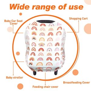 Boao Stretchy Baby Car Seat Cover Baby Car Seat Canopy Nursing Cover Carseat Canopy for Babies Breastfeeding and Car Seat Multi Use Shopping Cart High Chair Cover (Rainbow Style)