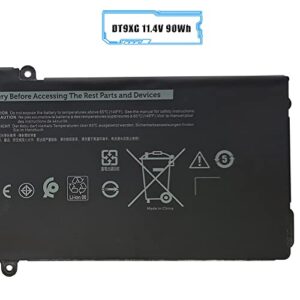 DT9XG 07PWKV 11.4V 90Wh Laptop Battery Replacement for Dell Alienware Area-51m R1 R2 D1968W D1968B D1969PW D1733B Series