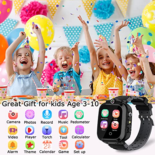 Vakzovy Kids Smart Watch for Boys Toys for 3-10 Year Old Boys 1.44" HD Touch Screen 24 Puzzle Games Music Player Dual Camera Video Recording Pedometer Birthday for Boys Age 3 4 5 6 7 8